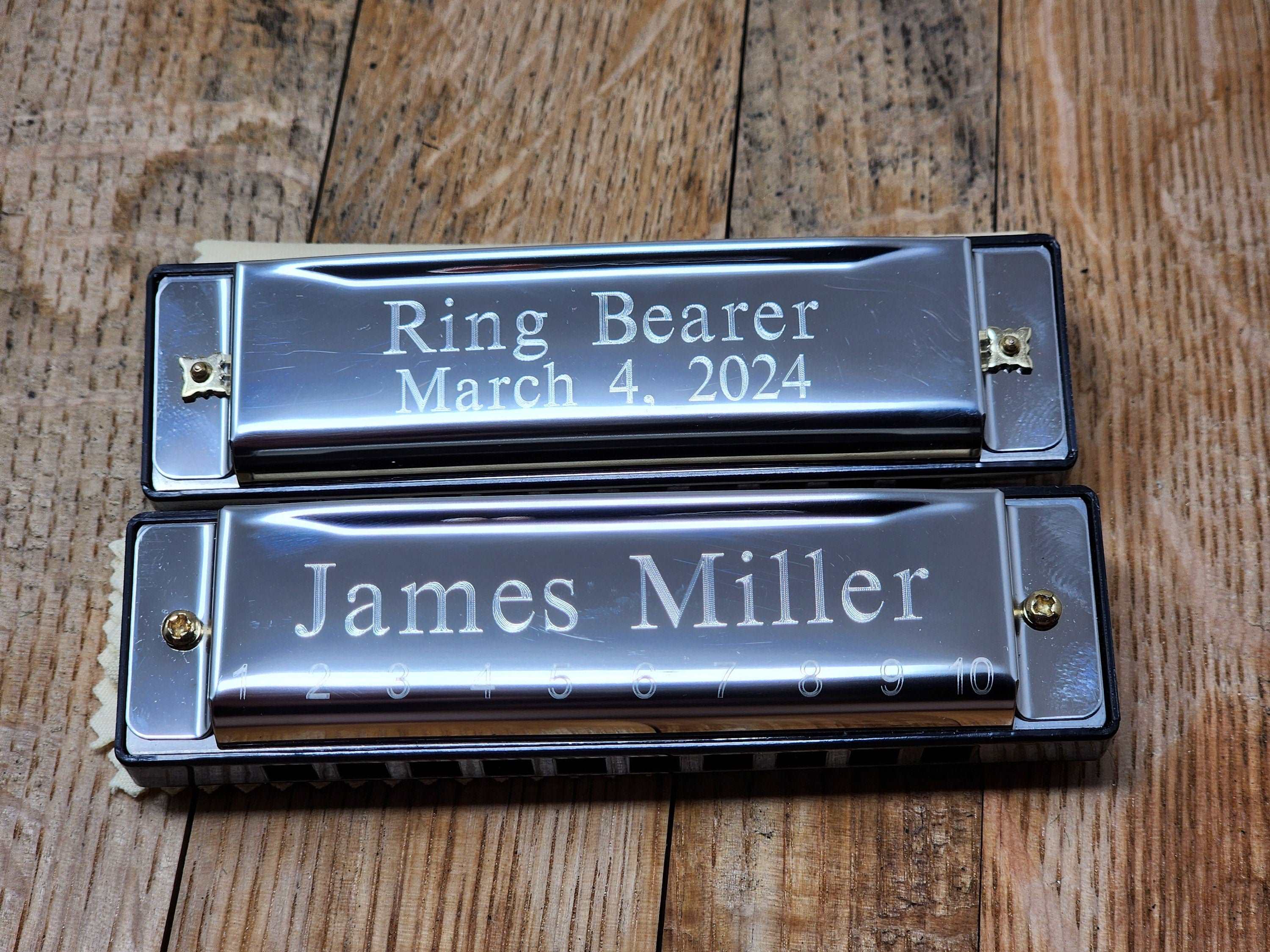Personalized Harmonica Ring Bearer Gift Proposal Gift Custom Engraved